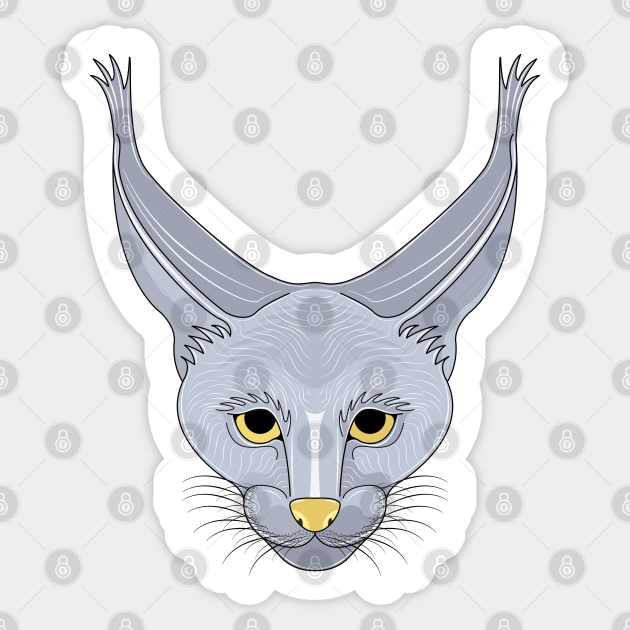 silver caracal cat face - Caracal Cat - Sticker | TeePublic